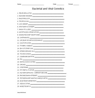 Bacterial and Viral Genetics Word Scramble for Genetics - Amped Up Learning