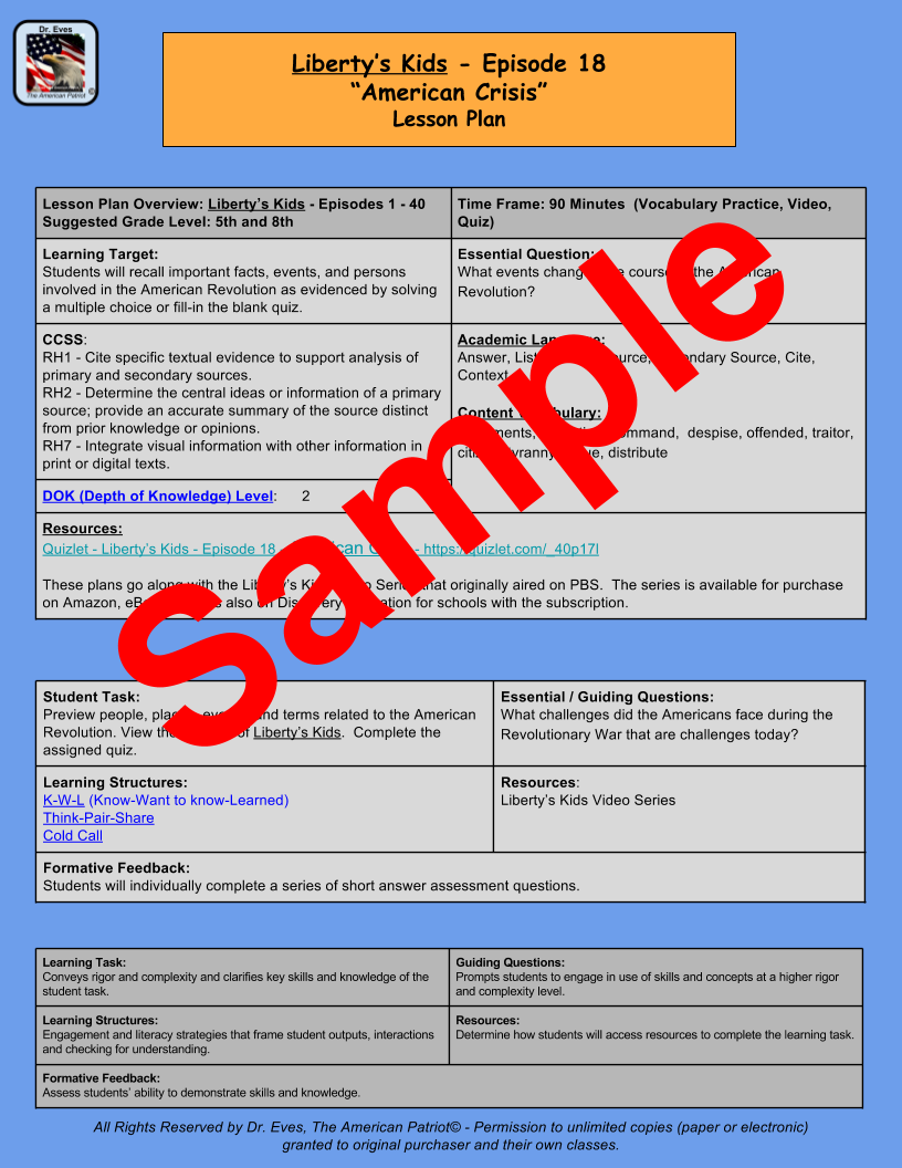 Liberty's Kids - Episode 18 - "American Crisis" - Amped Up Learning