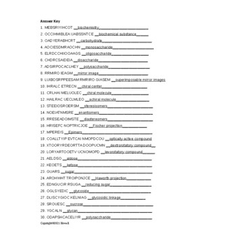 Carbohydrates Word Scramble for Biological Chemistry - Amped Up Learning