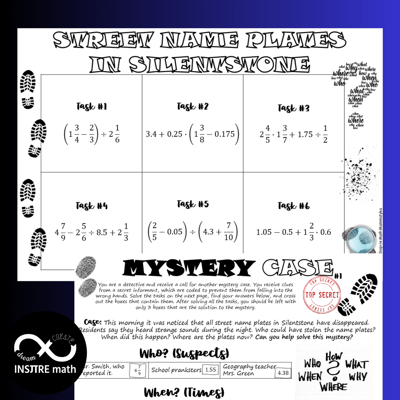 Math Mystery Case | Order of Operations with Fractions and Decimals ...