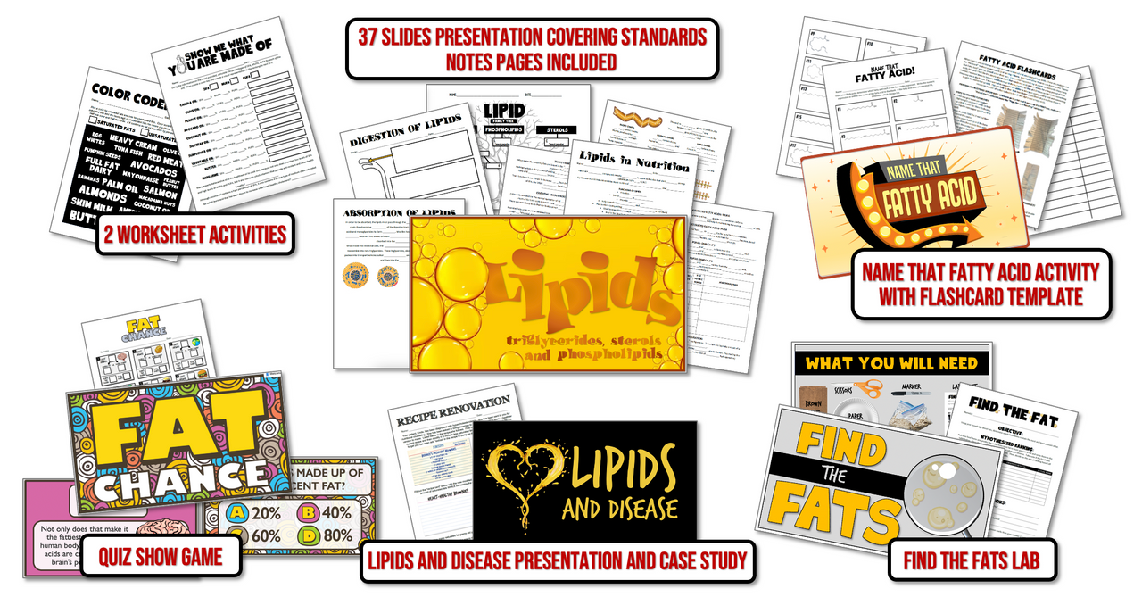 Lipids Triglycerides Sterols And Phospholipids Full Unit Great For