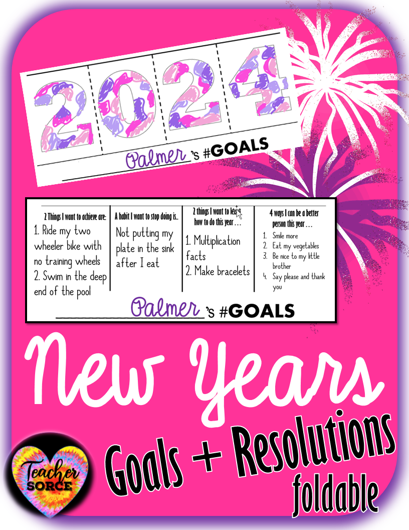 New Years 2024 Resolutions Foldable - Amped Up Learning