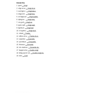 French Numbers from 20 to 100 Word Scramble - Amped Up Learning