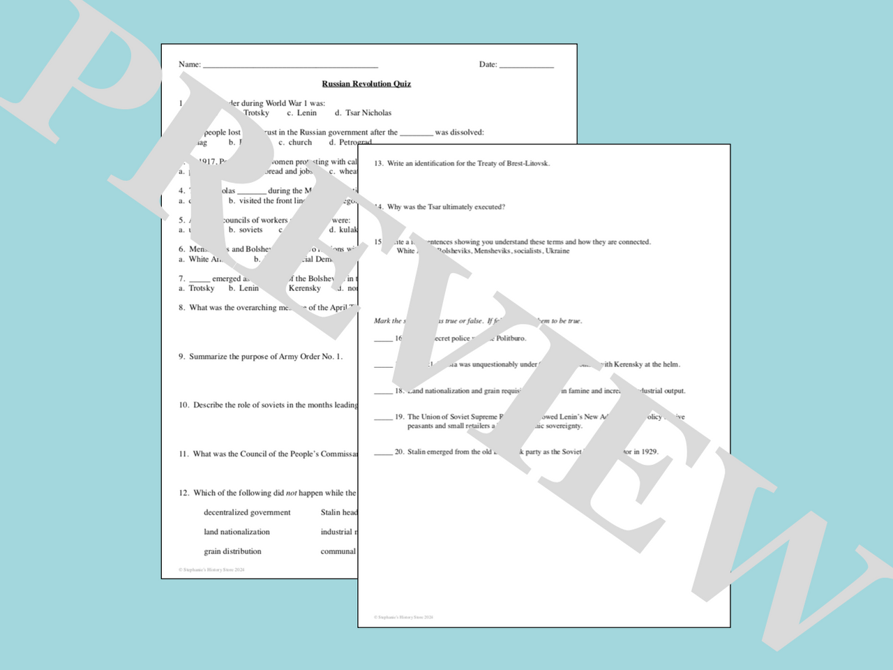 The Russian Revolution Quiz