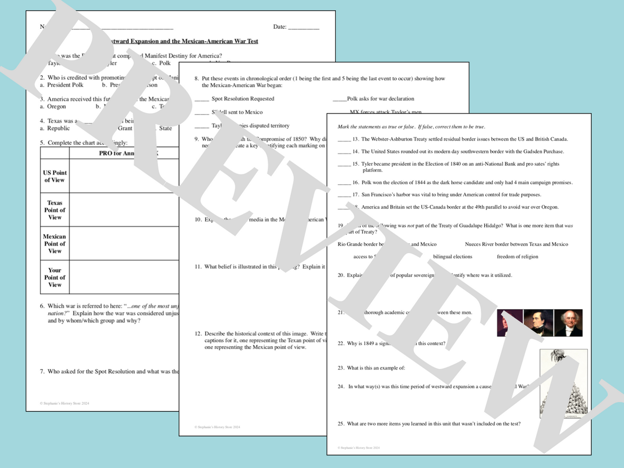 Westward Expansion and the Mexican-American War Test