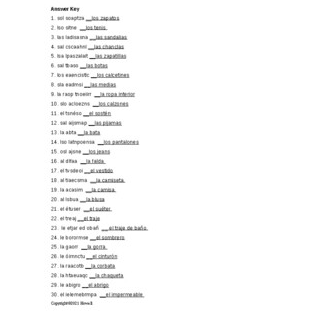 Clothes and Accessories Spanish Word Scramble - Amped Up Learning