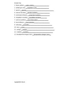 Food-Borne Illness in Food Science Word Scramble - Amped Up Learning
