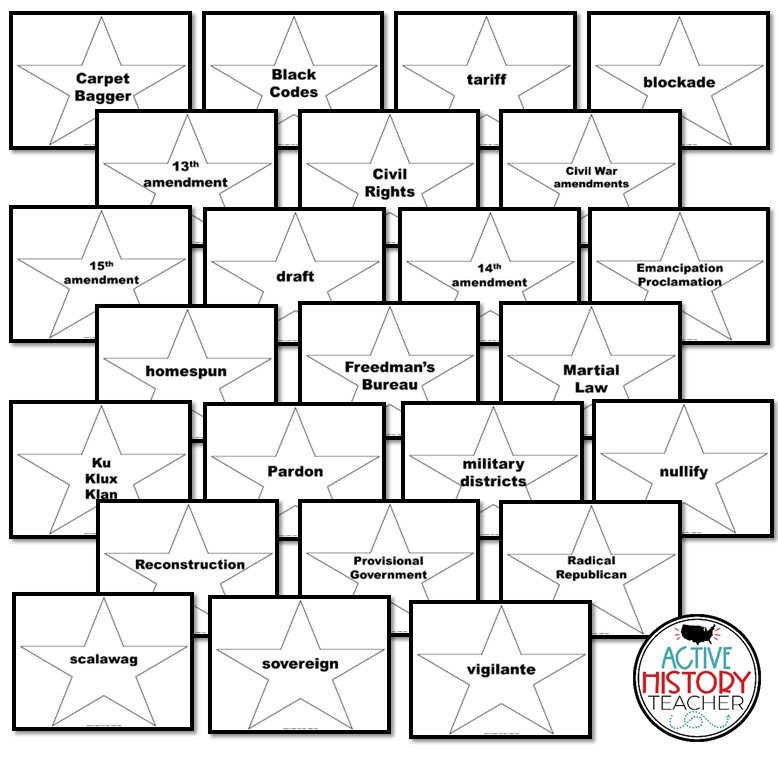 Texas History Review Game Swat the Star Civil War and Reconstruction ...
