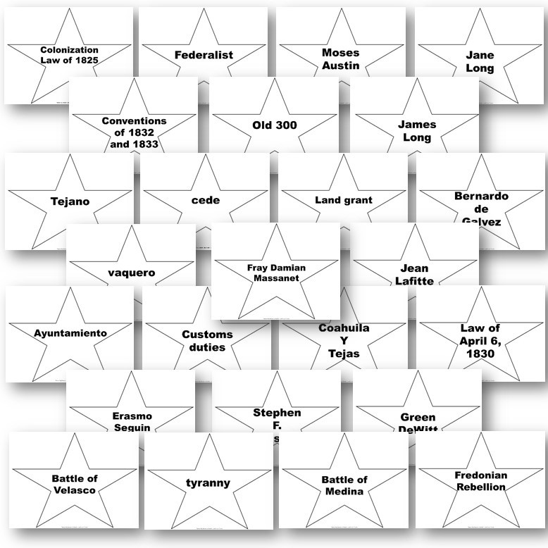 Texas History Review Game Swat the Star Spanish Colonial and Mexican ...