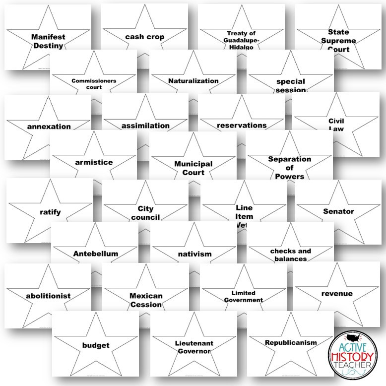 Texas History Review Game Swat the Star Statehood and Government ...