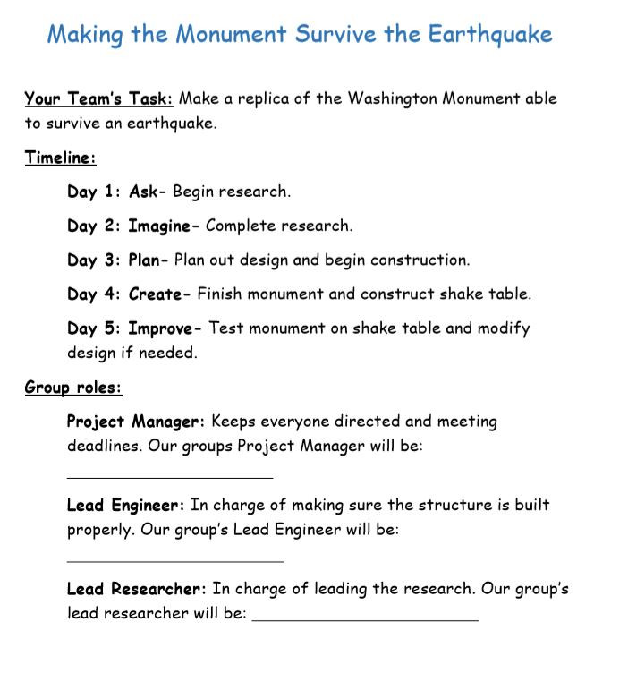 Surviving the Earthquake Project - Amped Up Learning
