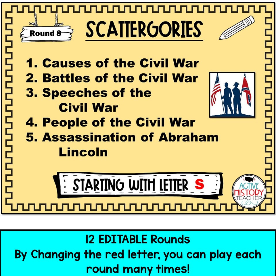 US History Review Game Scattergories EDITABLE STAAR Review 8th - Amped ...