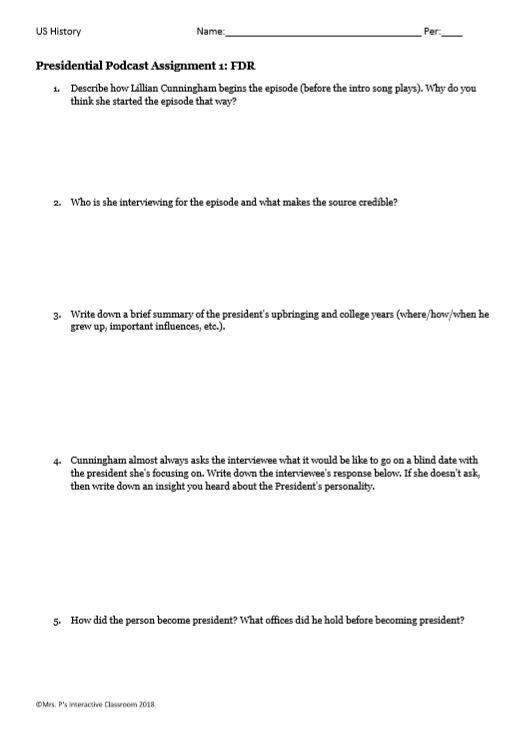 Student Listening Guide for the Washington Post's Presidential Podcast ...