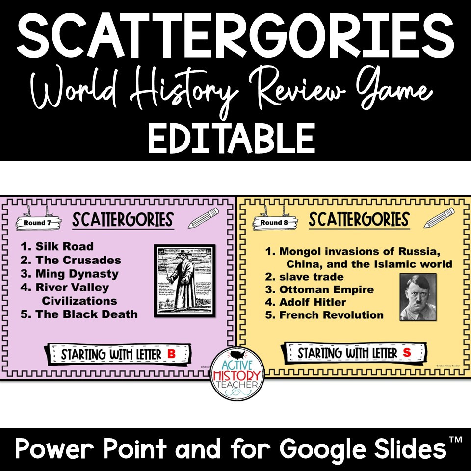 WORLD HISTORY Review Game: Histagories EDITABLE