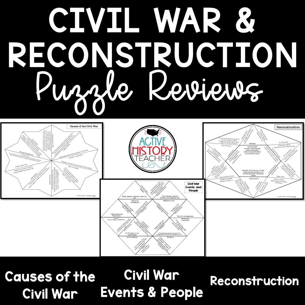 Civil War and Reconstruction Hands-On Vocabulary Review Puzzles - Amped ...