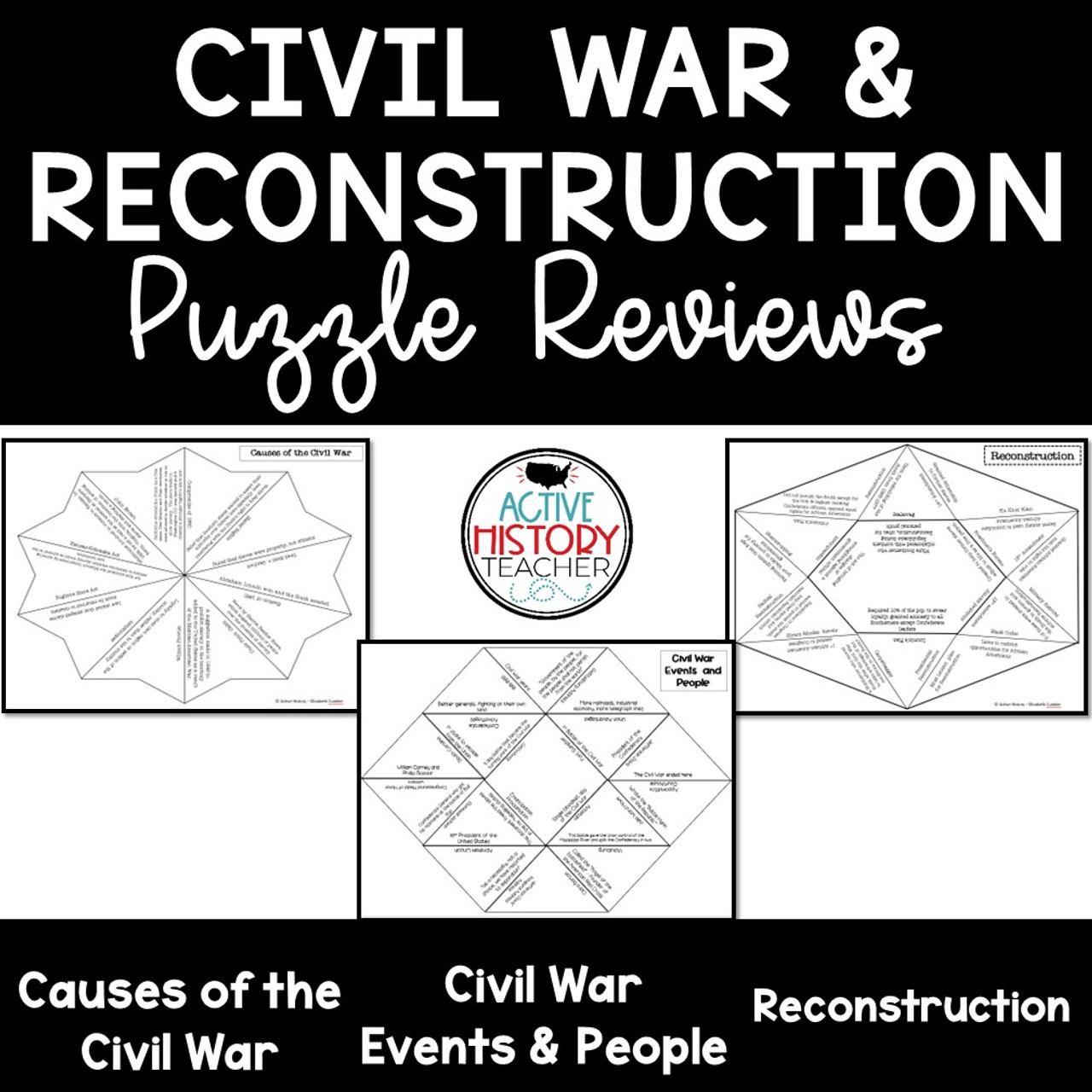 Civil War and Reconstruction Hands-On Vocabulary Review Puzzles - Amped ...