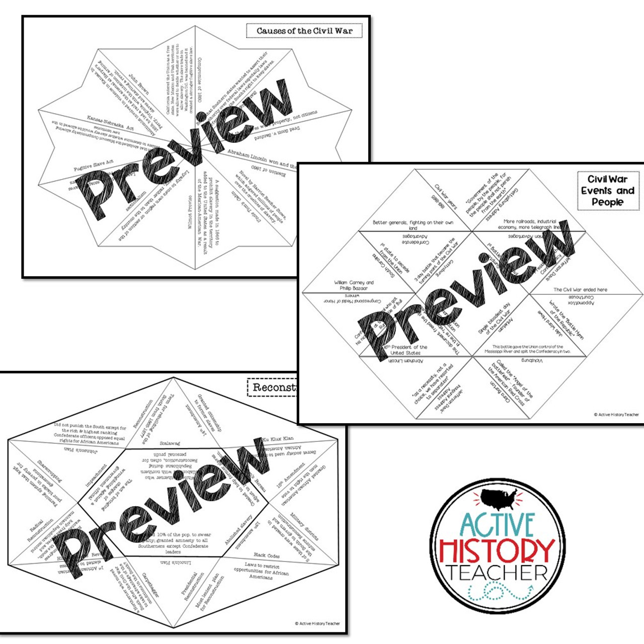 Civil War and Reconstruction Hands-On Vocabulary Review Puzzles - Amped ...