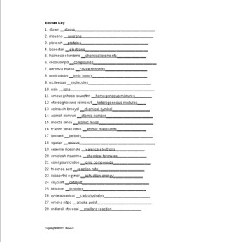 Scientific Principles and Chemical Properties Word Scramble - Amped Up ...