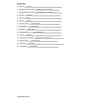 Scientific Principles, Solutions and Emulsions Word Scramble - Amped Up ...