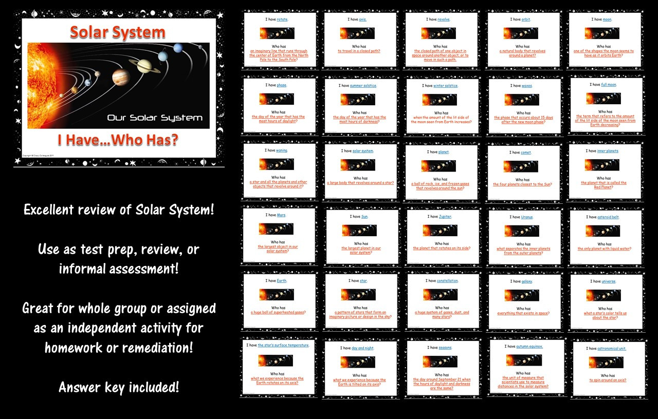 Solar System I Have Who Has - Amped Up Learning