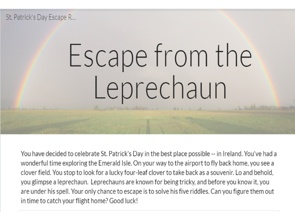 Escape from the Leprechaun St. Patrick's Day Escape Room - Amped Up ...