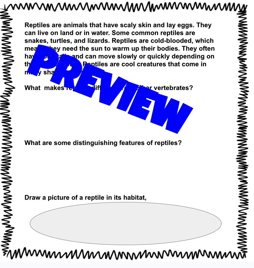 VERTEBRATES: ANIMAL UNIT STUDY: READING/WRITING/RESEARCH: 3RD/4TH GRADE