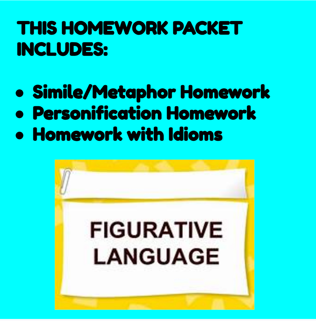 FIGURATIVE LANGUAGE HOMEWORK: METAPHORS,SIMILES,PERSONIFICATION ...