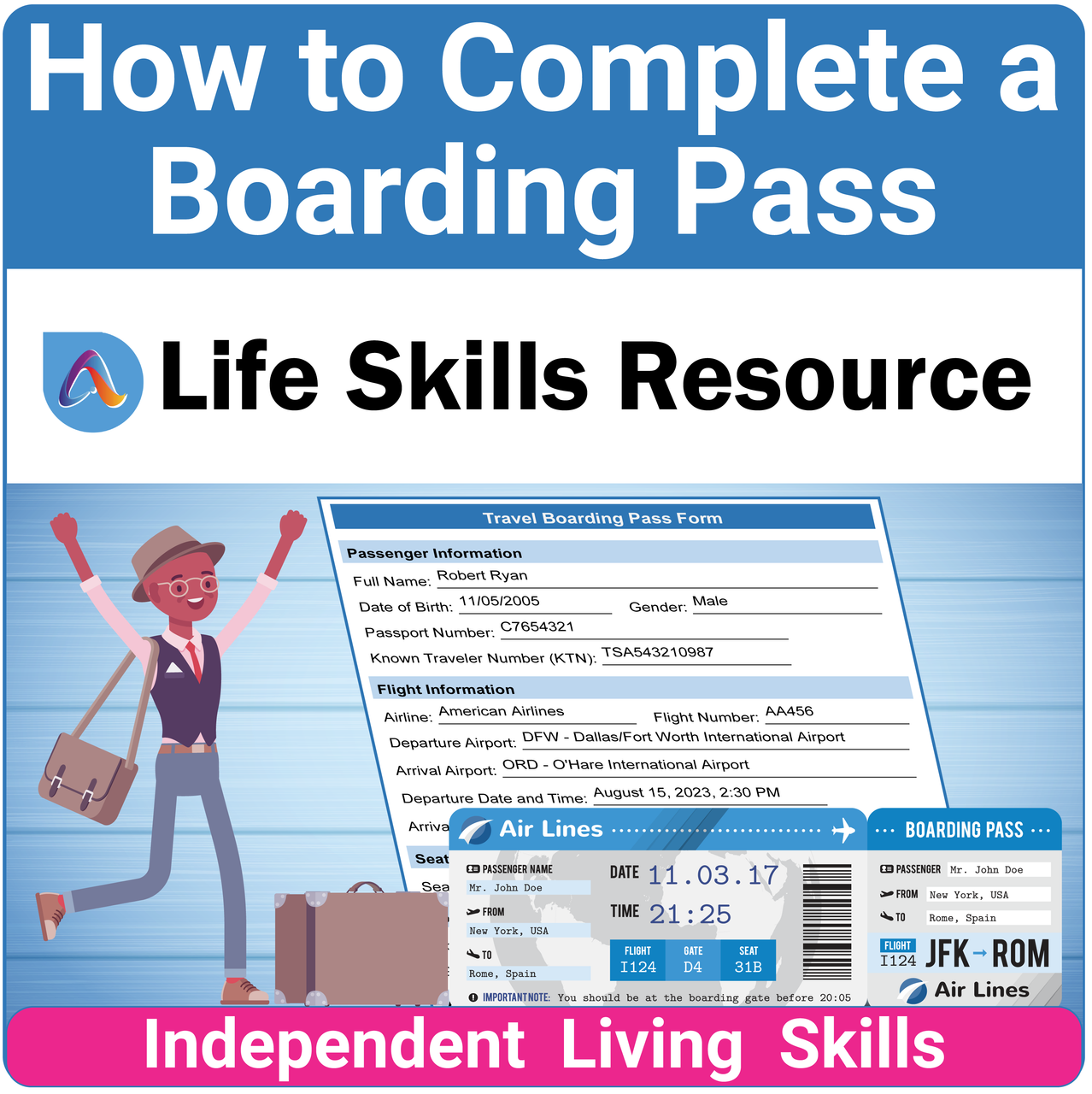 Essential Life Skills SPED Activity - How to Complete a Boarding Pass ...