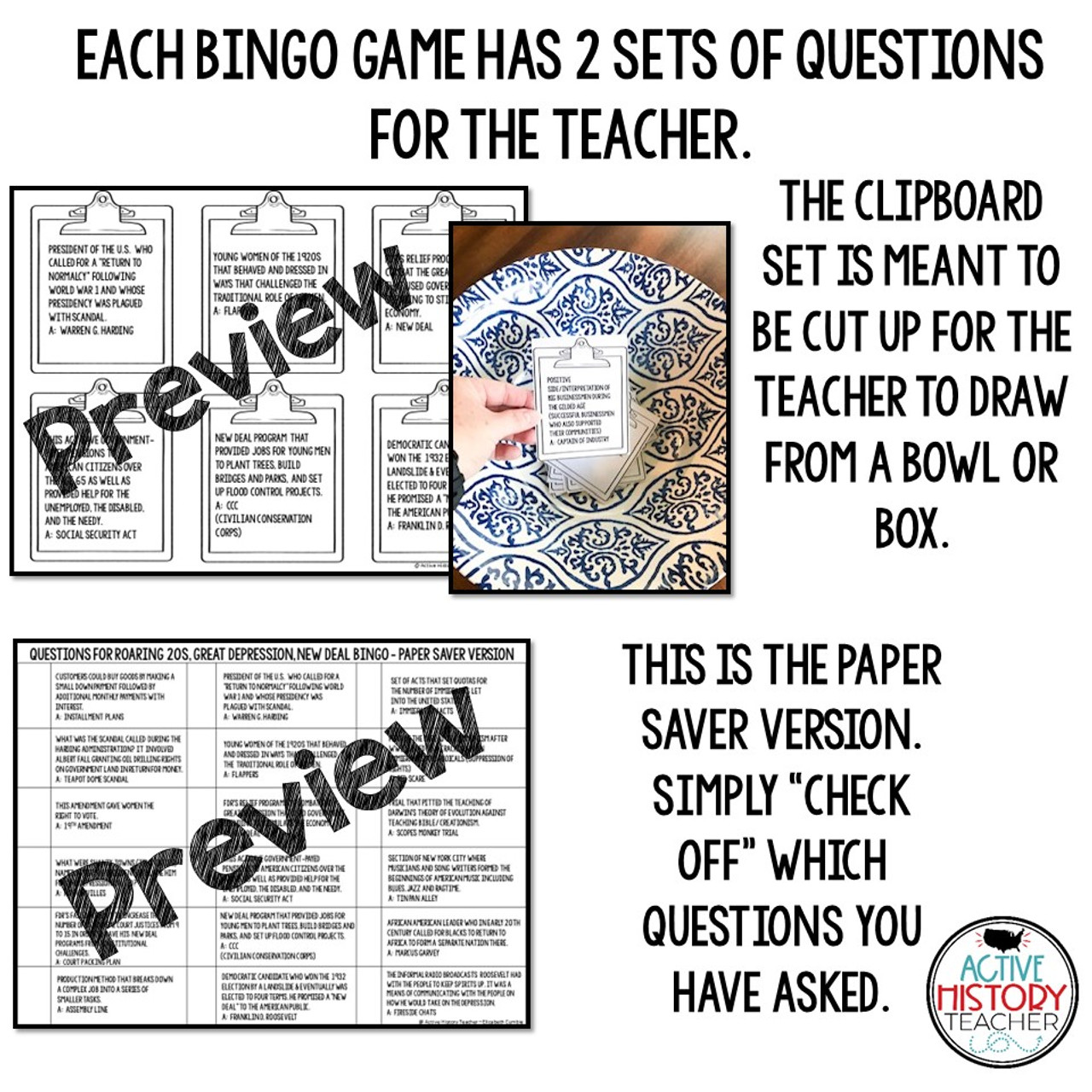 EOC US History Review Bundle Bingo and History Blocks - Amped Up Learning