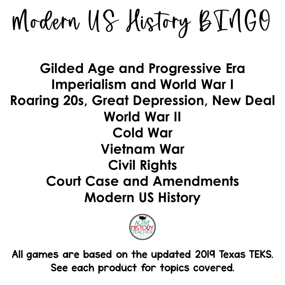 EOC US History Review Bundle Bingo and History Blocks - Amped Up Learning