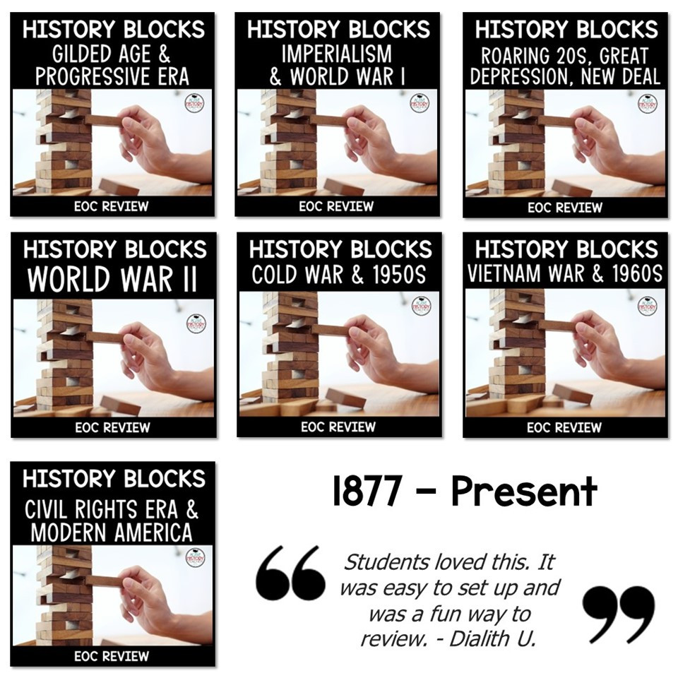 EOC US History Review Bundle Bingo and History Blocks - Amped Up Learning