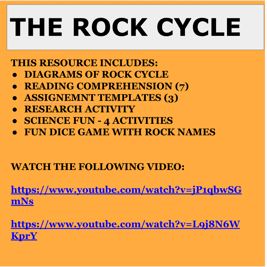 THE ROCK CYCLE UNIT PLAN - 3RD/4TH GRADES