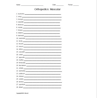 Muscular Orthopedics Combining Forms Word Scramble - Amped Up Learning