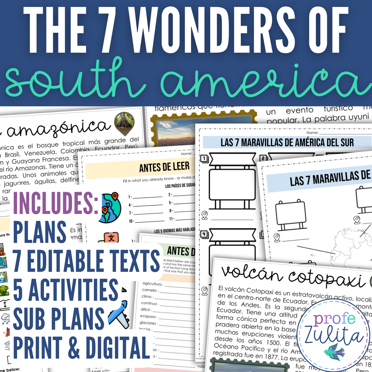 7 Wonders of South America Spanish Culture & Geography Readings ...