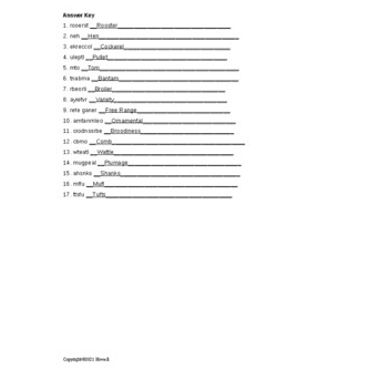 Poultry Breed Identification Word Scramble for a Livestock Ag. Course ...