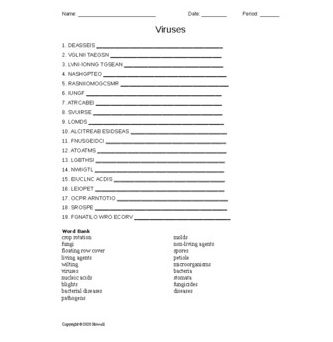 Viruses Word Scramble for a Plant Science Course - Amped Up Learning