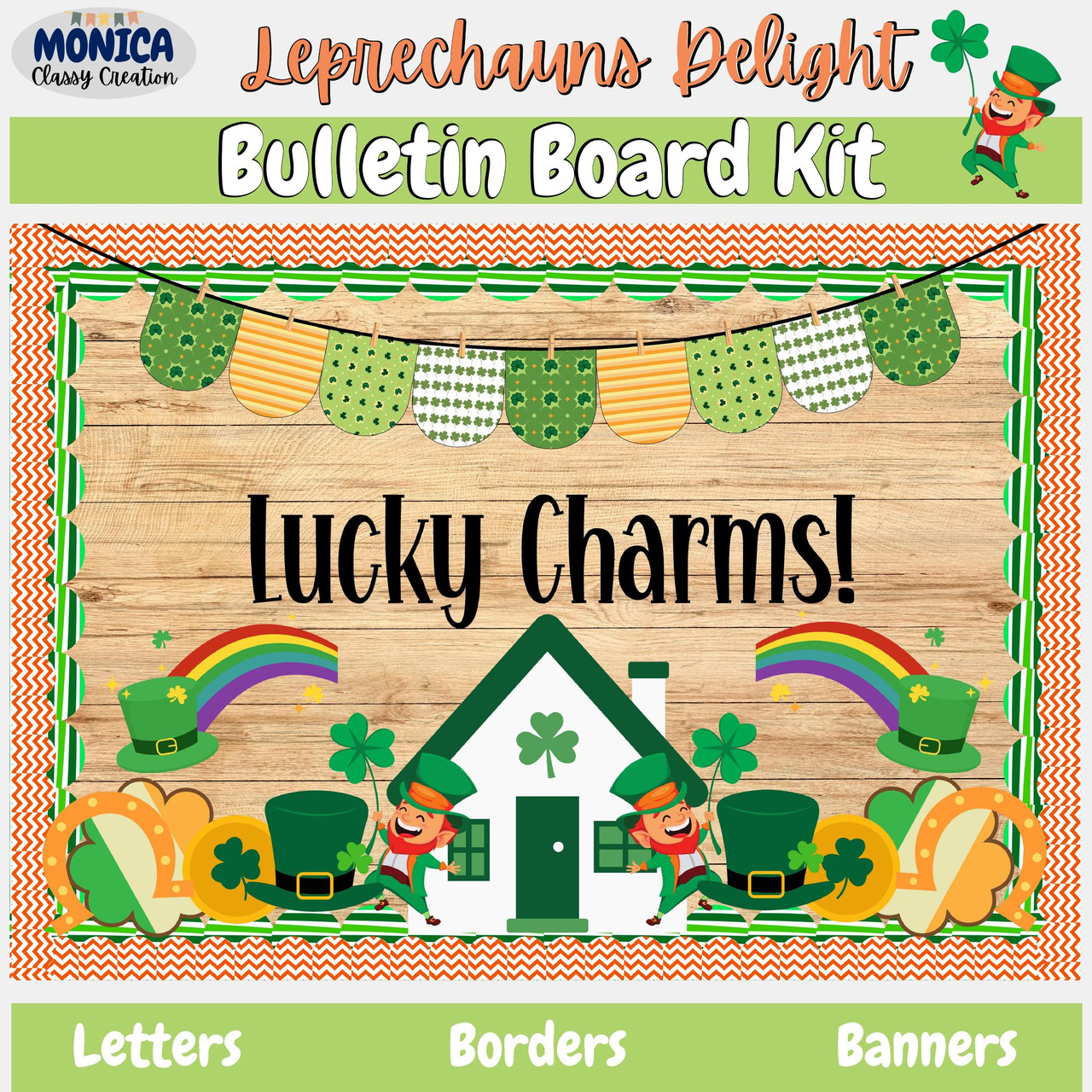 St. Patricks Day Bulletin Board Kit-Lucky Charms March Decor ...