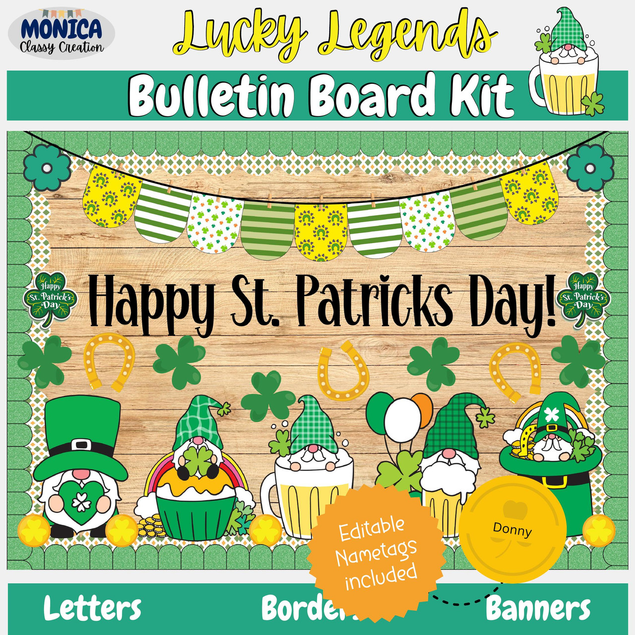 St. Patrick's Gnomes Bulletin Board Kit-March Lucky Charms Classroom ...