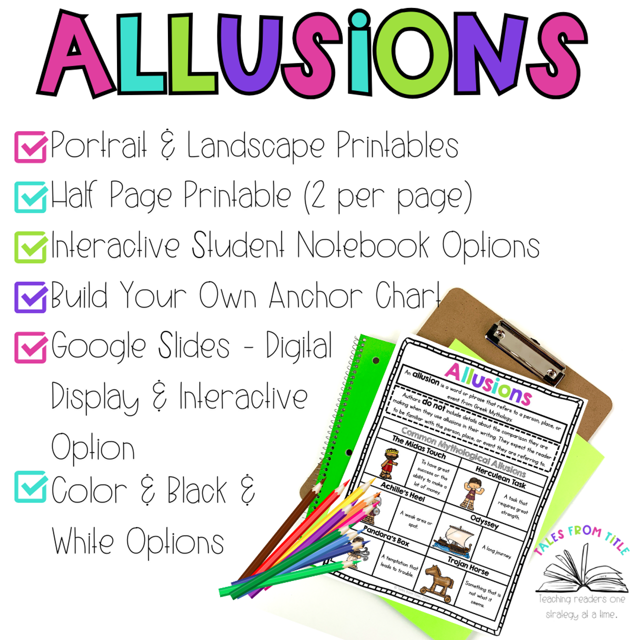 Greek Mythology Allusions Anchor Charts & Interactive Notebook Pages ...