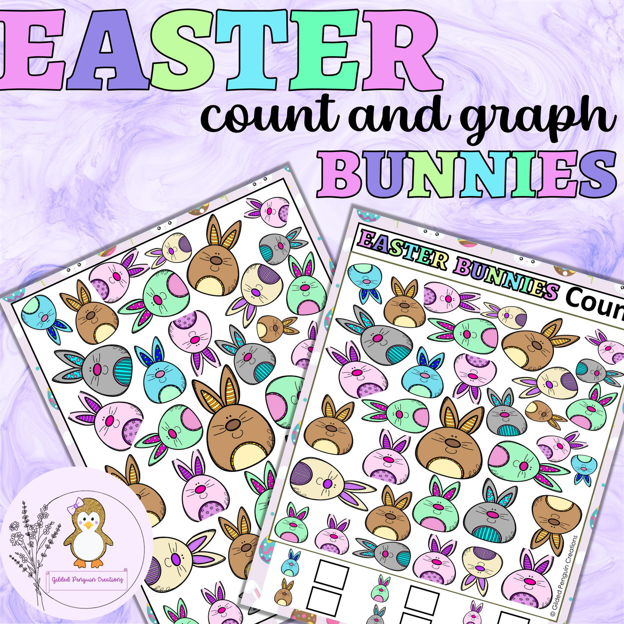 Easter Bunnies Math I Spy Worksheets Count and Graph for Early Education