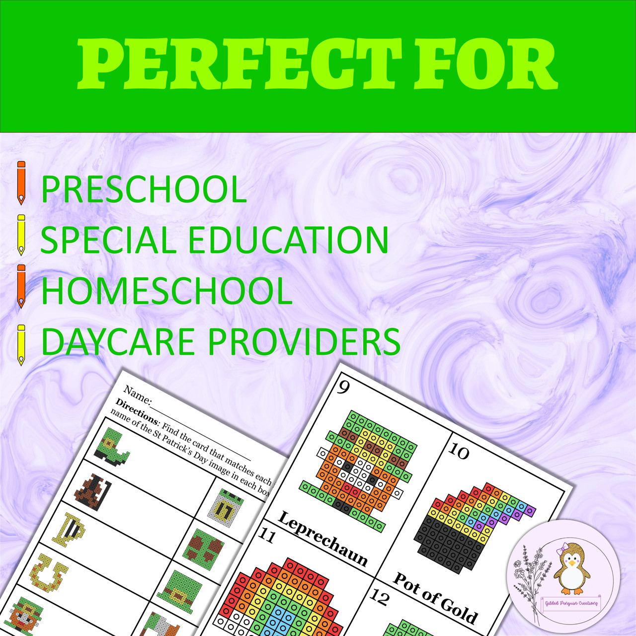 St Patrick's Day Write the Room Snap Cubes Kindergarten