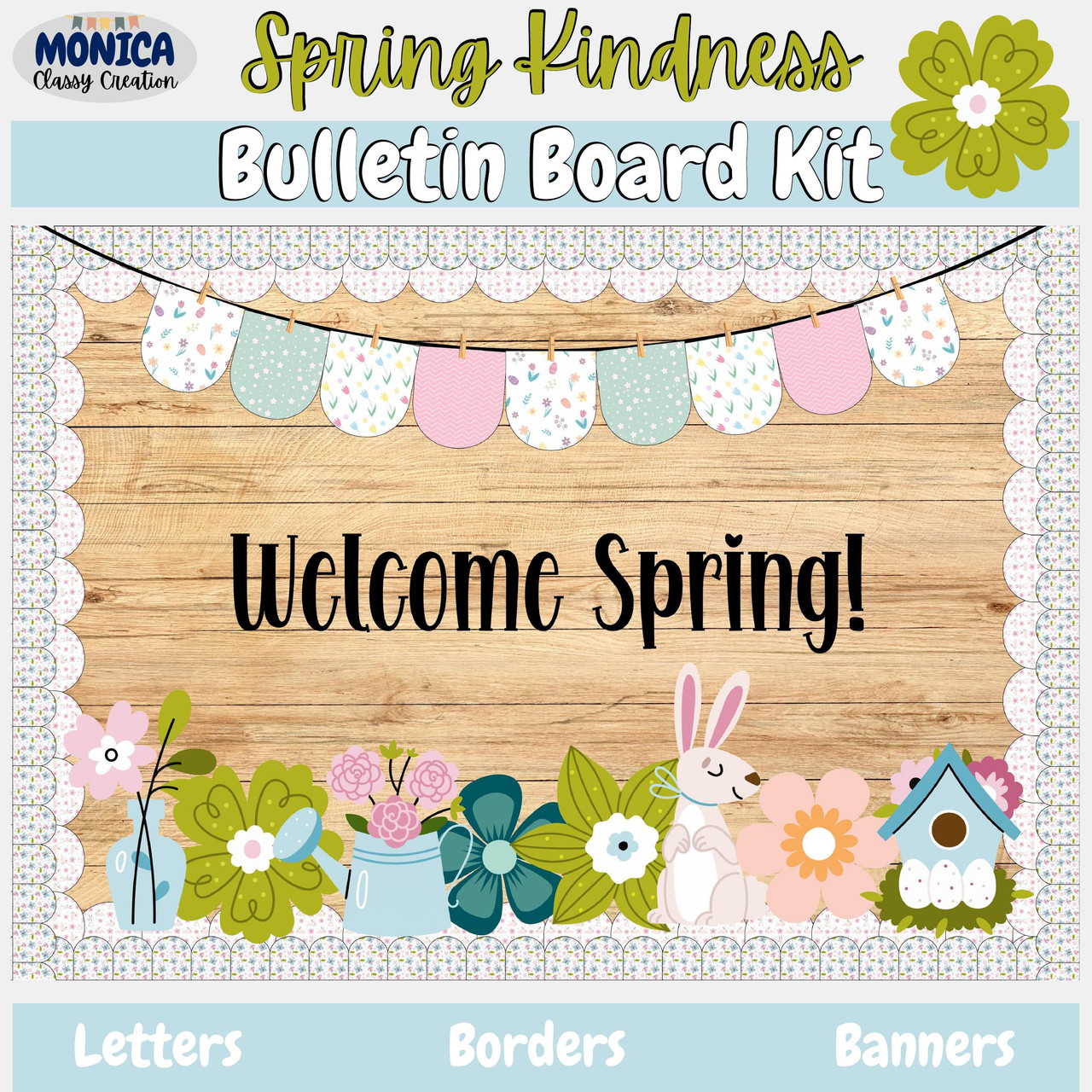 Spring Flowers Bulletin Board Kit-Seeds Of Kindness Classroom Decor ...