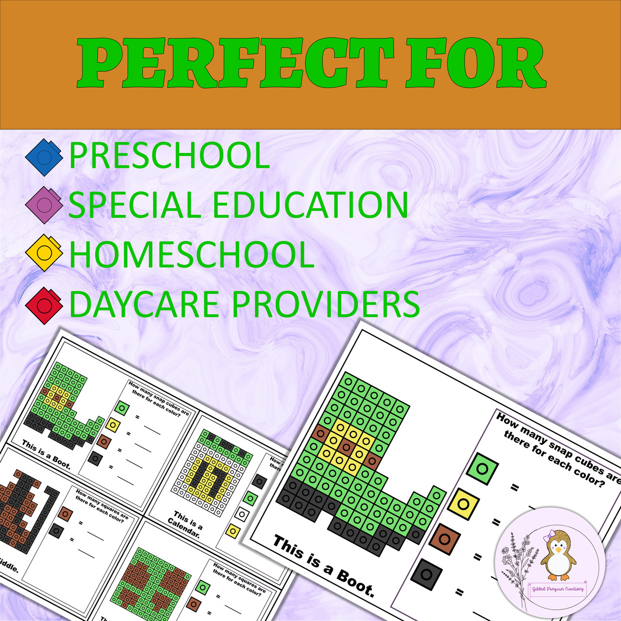 St Patrick's Day Snap Cube Counting Worksheets and Flashcards Math