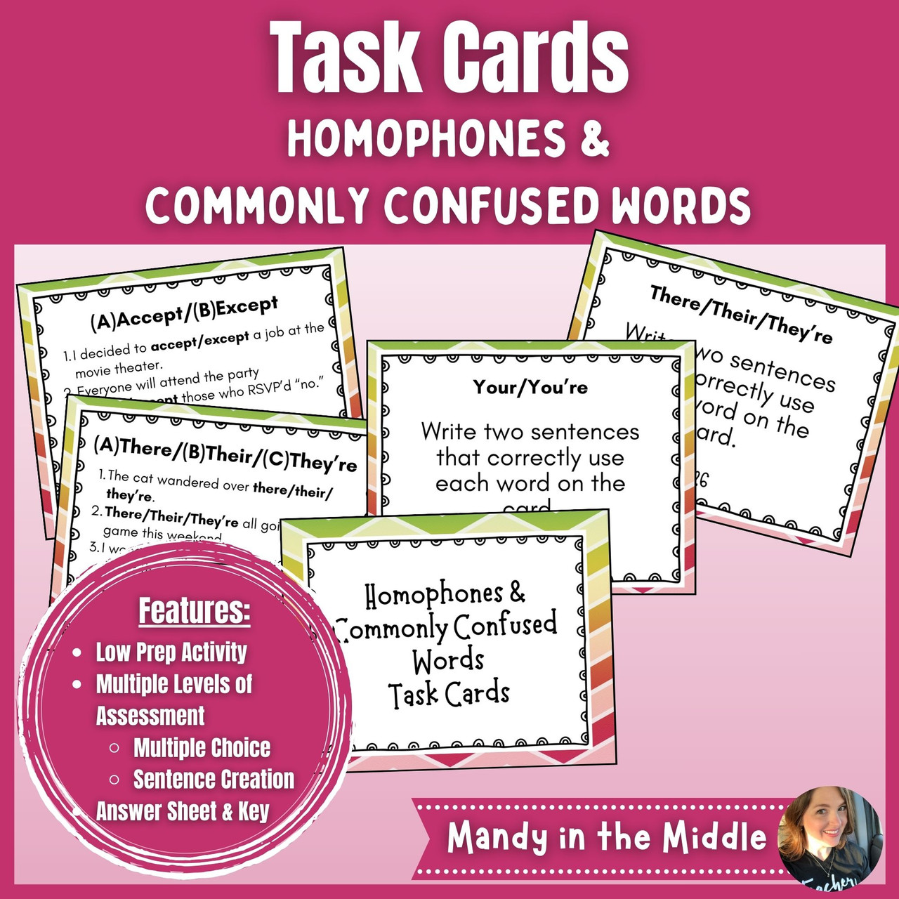 Task Cards: Homophones & Commonly Confused Words - Amped Up Learning