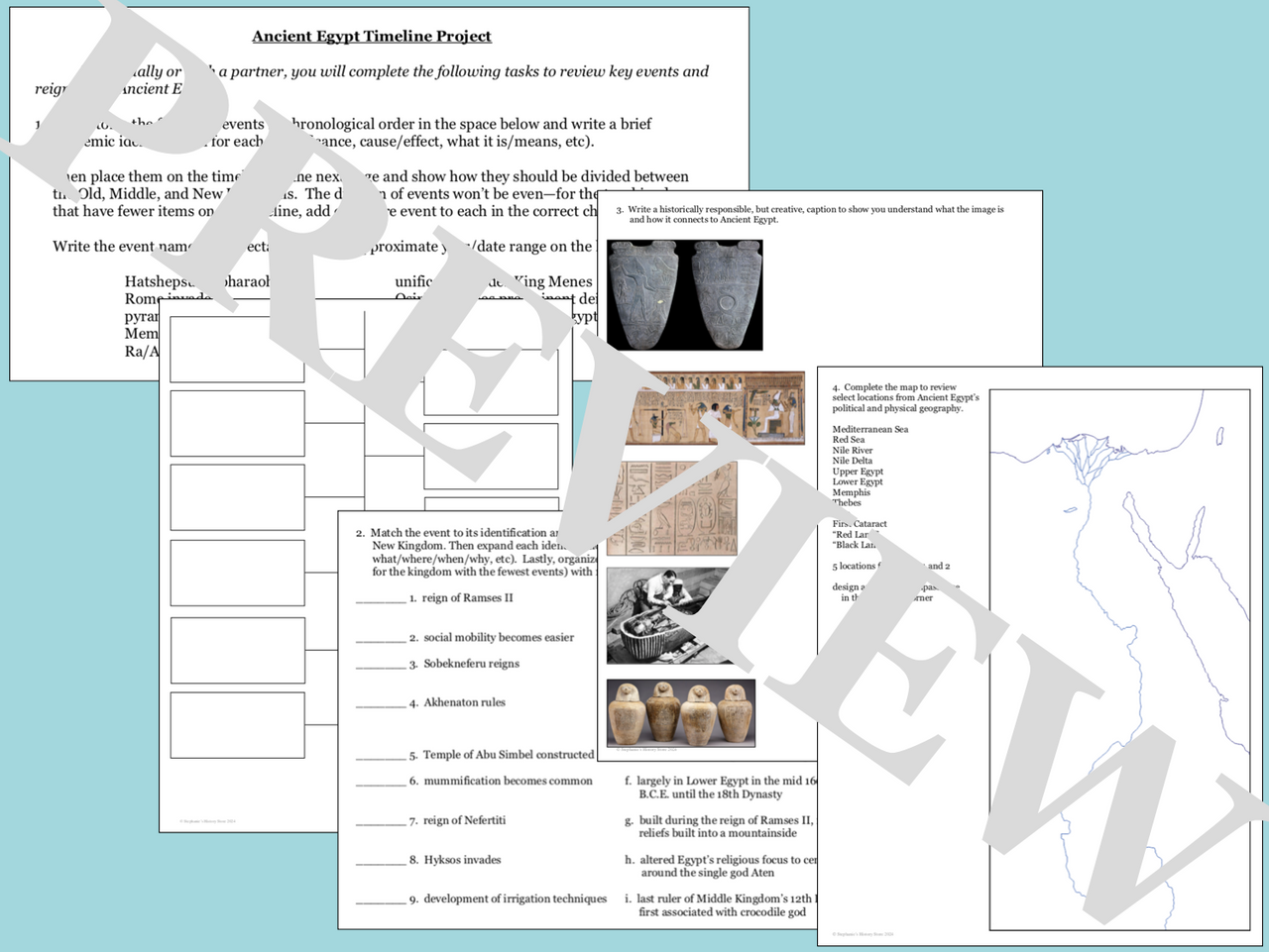 Ancient Egypt Timeline Project and Stations Activity