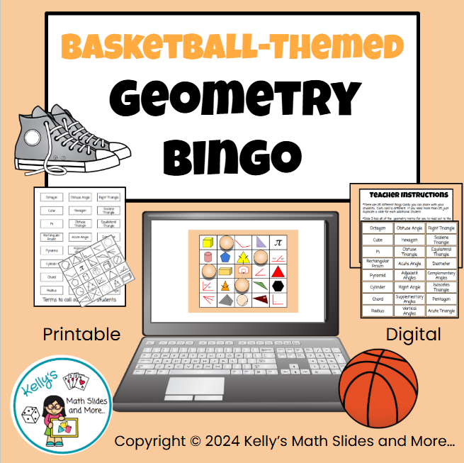 Geometry Bingo - Basketball-Themed - Digital and Printable - Amped Up ...
