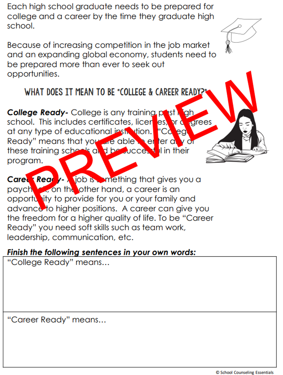 College & Career Ready 15 Worksheets - Middle/High school - Google ...