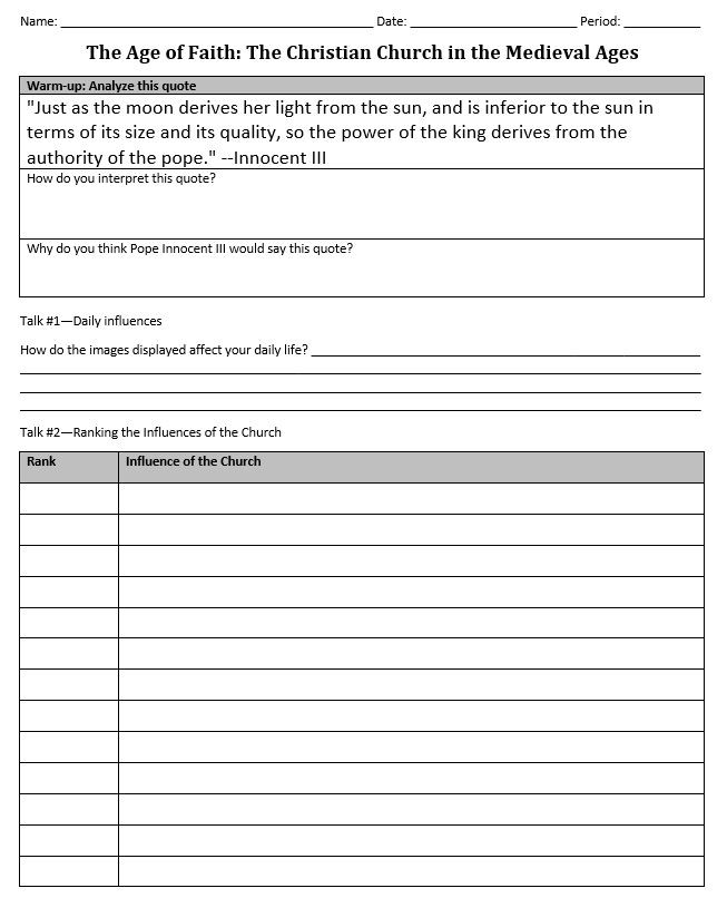 The Age of Faith: The Christian Church during the Medieval Age TRTW ...