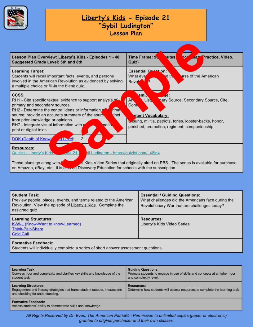 Liberty's Kids - Episode 21 - "Sybil Ludington" - Amped Up Learning