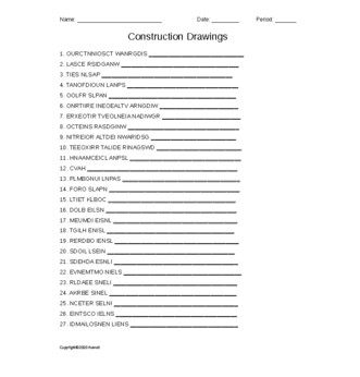 Construction Drawings Word Scramble - Amped Up Learning